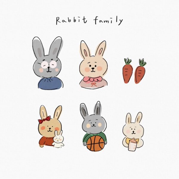 Rabbit family - 插畫女子NINAHUHU