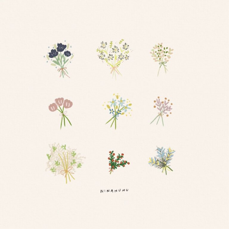 浪漫花束 - 插畫女子NINAHUHU